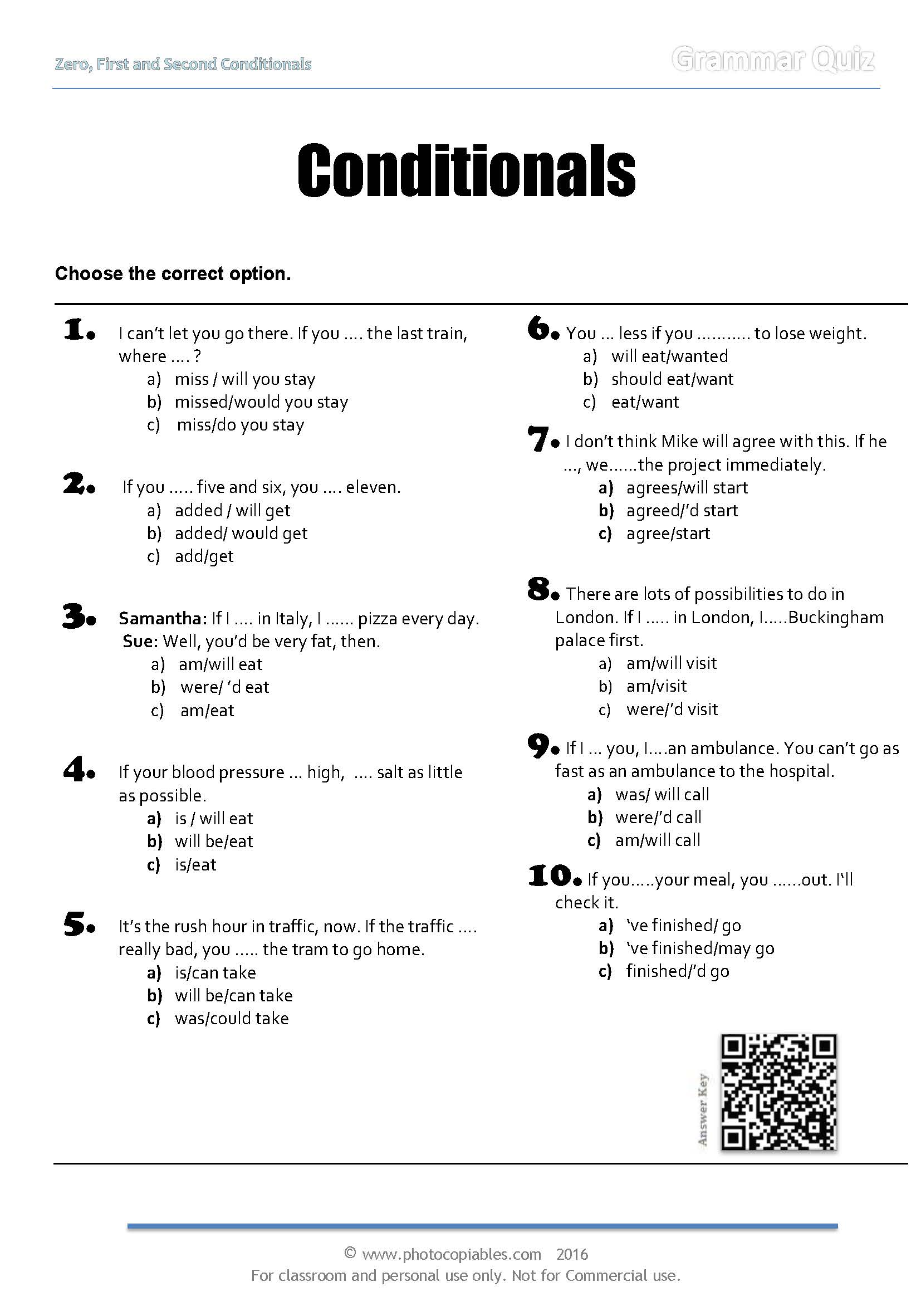 Conditionals Quiz 1 Photocopiables